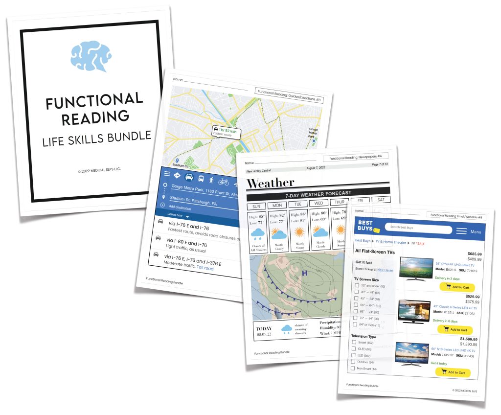 Functional Reading Life Skills Bundle - Medical SLPs