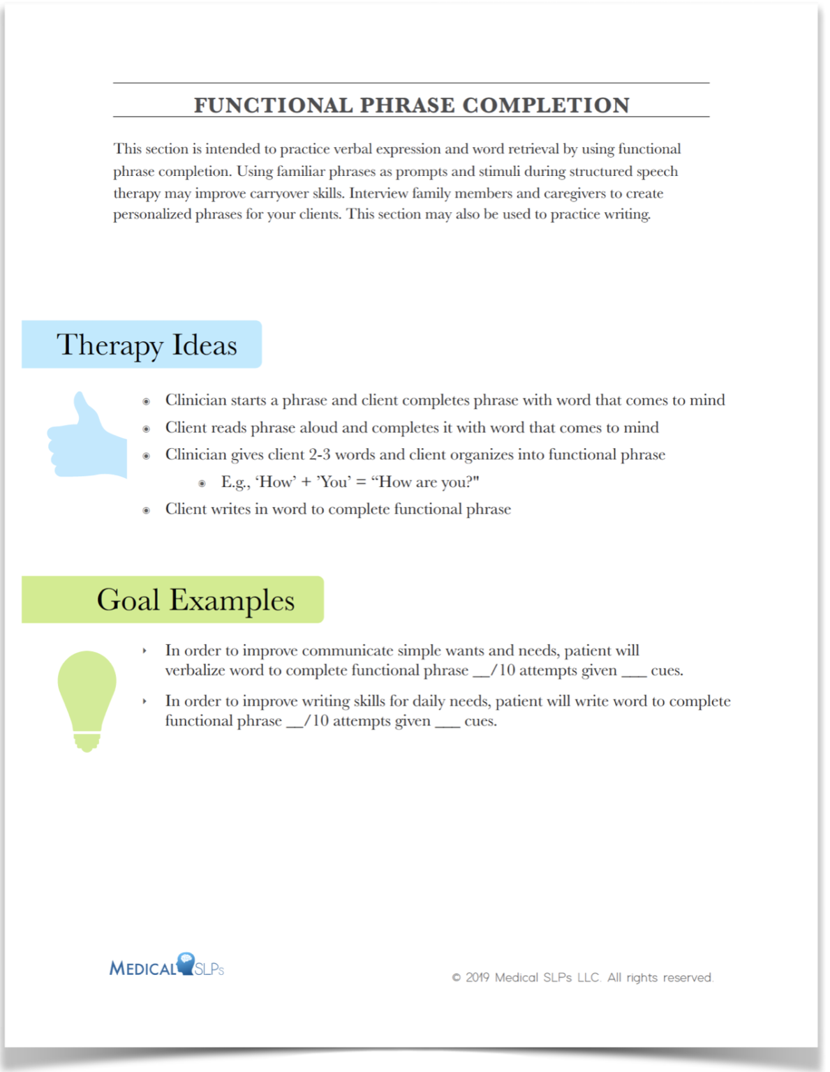 confrontational naming - Medical SLPs