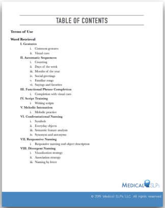 confrontational naming - Medical SLPs