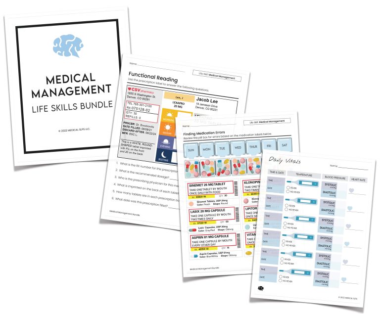 Medication Management Speech Therapy Materials - Medical SLPs
