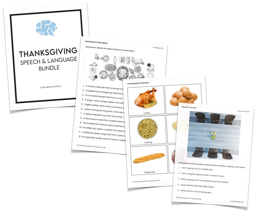 Thanksgiving Speech and Language Bundle - Medical SLPs