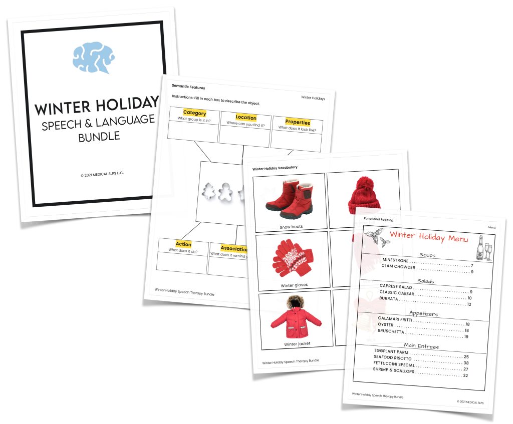 Winter Holiday Speech and Language Bundle - Medical SLPs